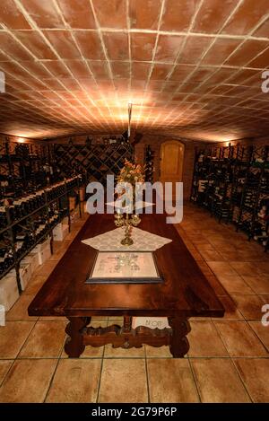 Fonda Sala wine cellar. This is a restaurant with a Michelin star in ...