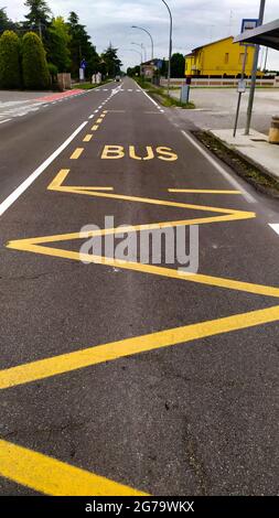 Regional road with bus stop, Emilia Romagna, Italy. High quality photo ...