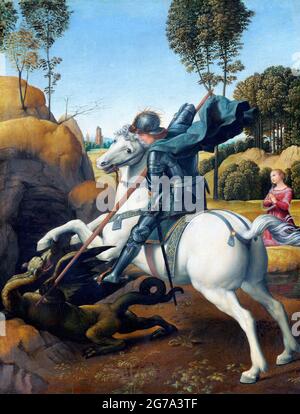 Saint George and the Dragon, by Raphael Stock Photo - Alamy