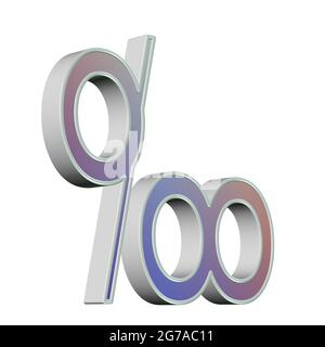 Symbol for per thousand, 3D illustration, against white background ...
