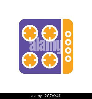 Electric induction hob glyph icon. Cooktop. Cooking panel, surface ...