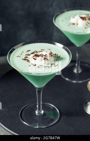 Boozy Frozen Mint Chocolate Chip Martini with Whipped Cream Stock Photo ...