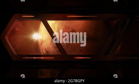 Planet Mars from the window of a space station Stock Photo - Alamy
