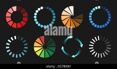 Loading circles set. Load icon isolated. Vector illustration. Loader vector round icons Stock ...