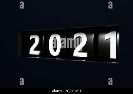 3D illustration early 2021 sign or symbol, black rectangular shape ...