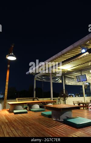 Terrace cafe on top floor Stock Photo - Alamy