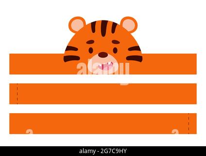Printable tiger paper crown. Diy cut party ribbon template for birthday ...