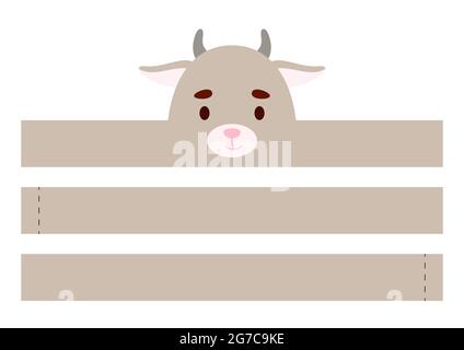 Printable goat paper crown. Diy cut party ribbon template for birthday ...