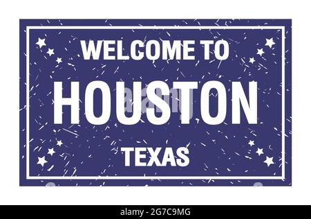 WELCOME TO HOUSTON - TEXAS, words written on red rectangle flag stamp ...