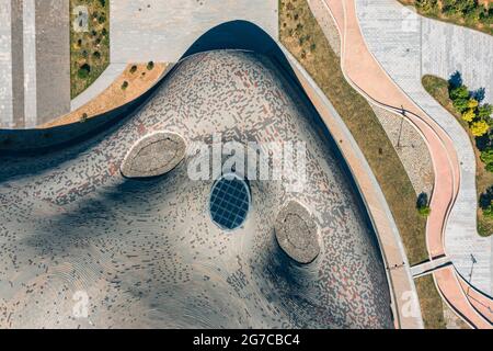 Aerial view of Datong Grand Theater, a modern building in Datong city ...