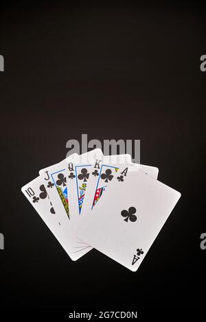 playing cards with flesh royale on dark reflective background Stock ...