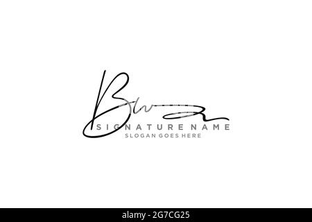 Initial Letter BW Logo - Handwritten Signature Style Logo - Simple ...