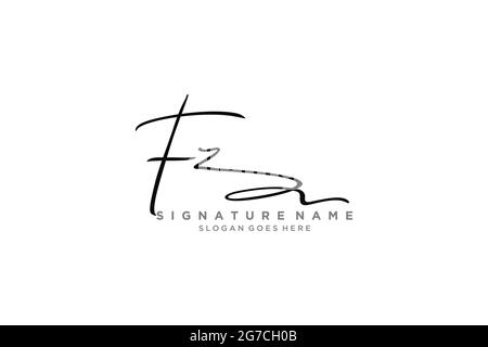 Initial Letter FZ Logo - Handwritten Signature Style Logo - Simple ...