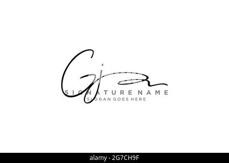 GJ Letter Signature Logo Template elegant design logo. Hand drawn ...