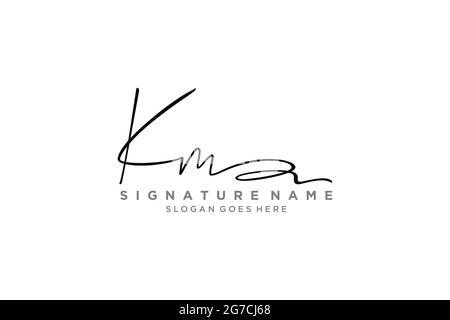 K M KM Initial letter handwriting and signature logo. A concept ...