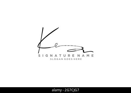 K E KE Initial letter handwritten and signature vector image template ...