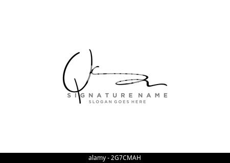 QC Letter Signature Logo Template elegant design logo. Hand drawn ...