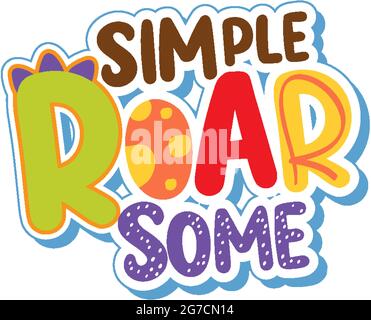 Dinosaur theme with Roar Some Font Banner on white background ...