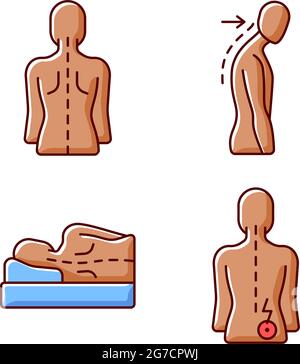 Poor posture problems linear icons set Stock Vector Image & Art - Alamy