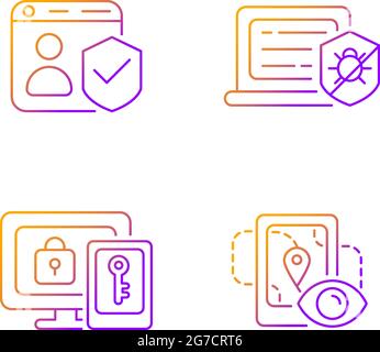 Account control linear icons set. Security, Permissions, Restrictions ...