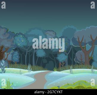 Cartoon trees and bushes. Green shrubs and deciduous trees for park ...