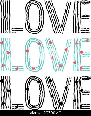 Black outline love sign doodle style, linear minimal design of two ...
