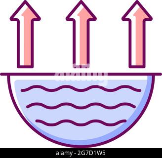 Evaporation icon flat. Color pictogram on white background. Vector ...