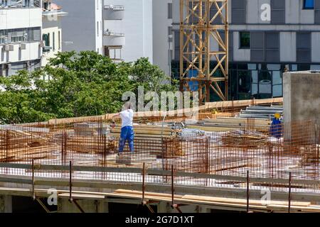 SPLIT, CROATIA - Jun 02, 2021: Construction worker working at ...