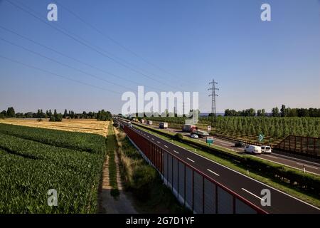 Italian highway seen from above a bridge in summer Stock Photo - Alamy