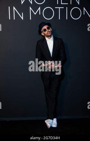 French photographer JR arrives on the red carpet before the screening ...