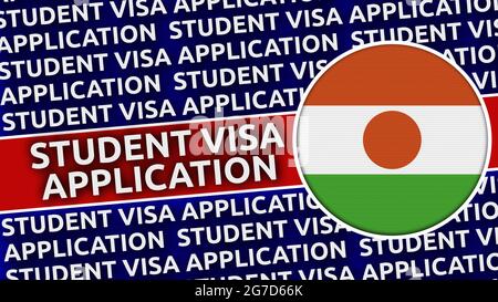 Niger Circular Flag with Visa Application Titles - 3D Illustration ...