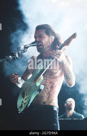 Simon Neil of Biffy Clyro performing on the Main Stage at the Isle of ...