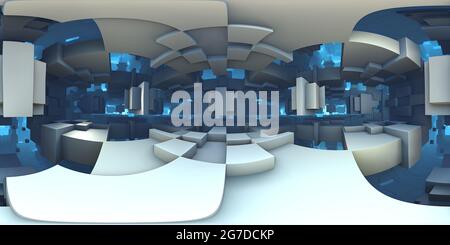 360° view of 360 degree alien labyrinth, abstract maze background ...