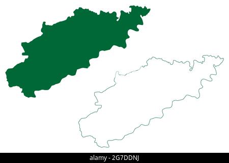 Dholpur district (Rajasthan State, Republic of India) map vector illustration, scribble sketch ...