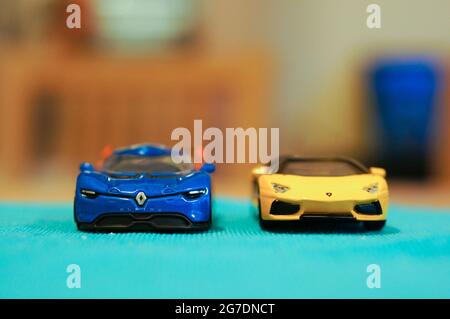 POZNAN, POLAND - Dec 21, 2015: Bburago toy model sport Lamborghini car ...