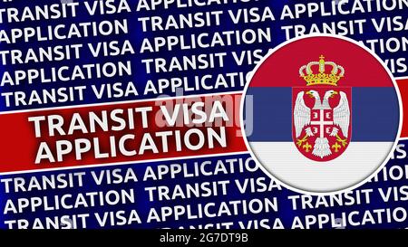 Serbia Circular Flag with Visa Application Titles - 3D Illustration ...