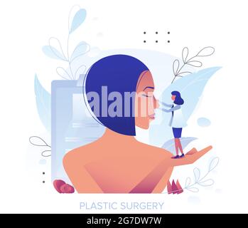 Rhinoplasty concept vector illustration, cosmetic nose surgery ...