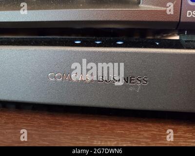 Close-up of router with logo for Comcast Business, Lafayette ...