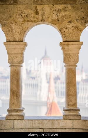 A vertical shot of a Gothic style column and architecture inside the ...