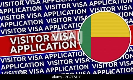 Benin Circular Flag with Visa Application Titles - 3D Illustration ...