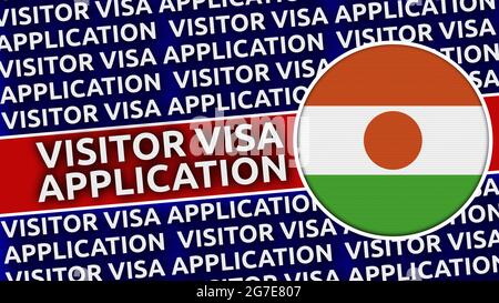 Niger Circular Flag with Visa Application Titles - 3D Illustration ...