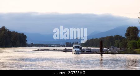 View of Fraser River and boats docked at a quay Stock Photo - Alamy