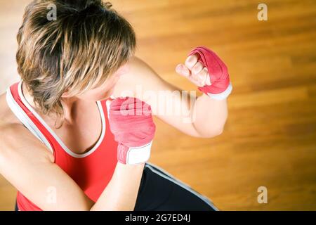 Sparring session in martial arts moves, couple exercising Stock Photo ...