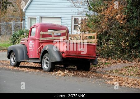 LEWISTON/IDAHO/USA 20 December 2017. Old classic pickup in ruler ...