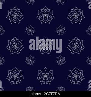 Illustration of white ornamental repeat patterns on a blue background ...