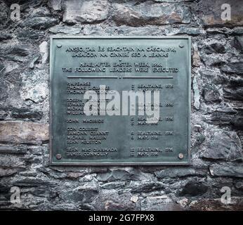 Plaque in the execution yard at Kilmainham Jail with the names of ...