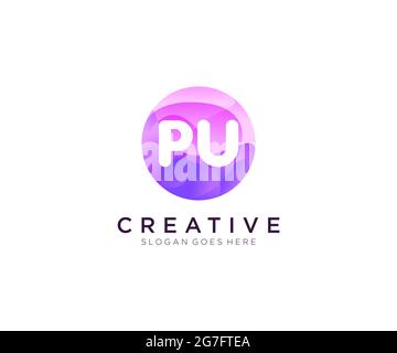 Initial PU logo template with modern frame. Minimalist PU letter logo ...