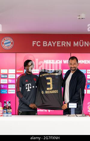 Omar Richards and Hasan Salihamidzic, FC Bayern Munich during a press ...