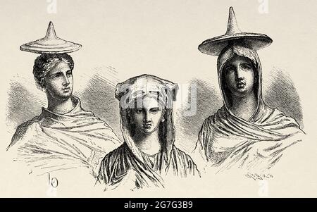 ancient world, Greece, young woman with scroll, reading, after drawing ...