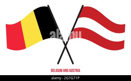 Austria and Belgium Flags Crossed And Waving Flat Style. Official ...